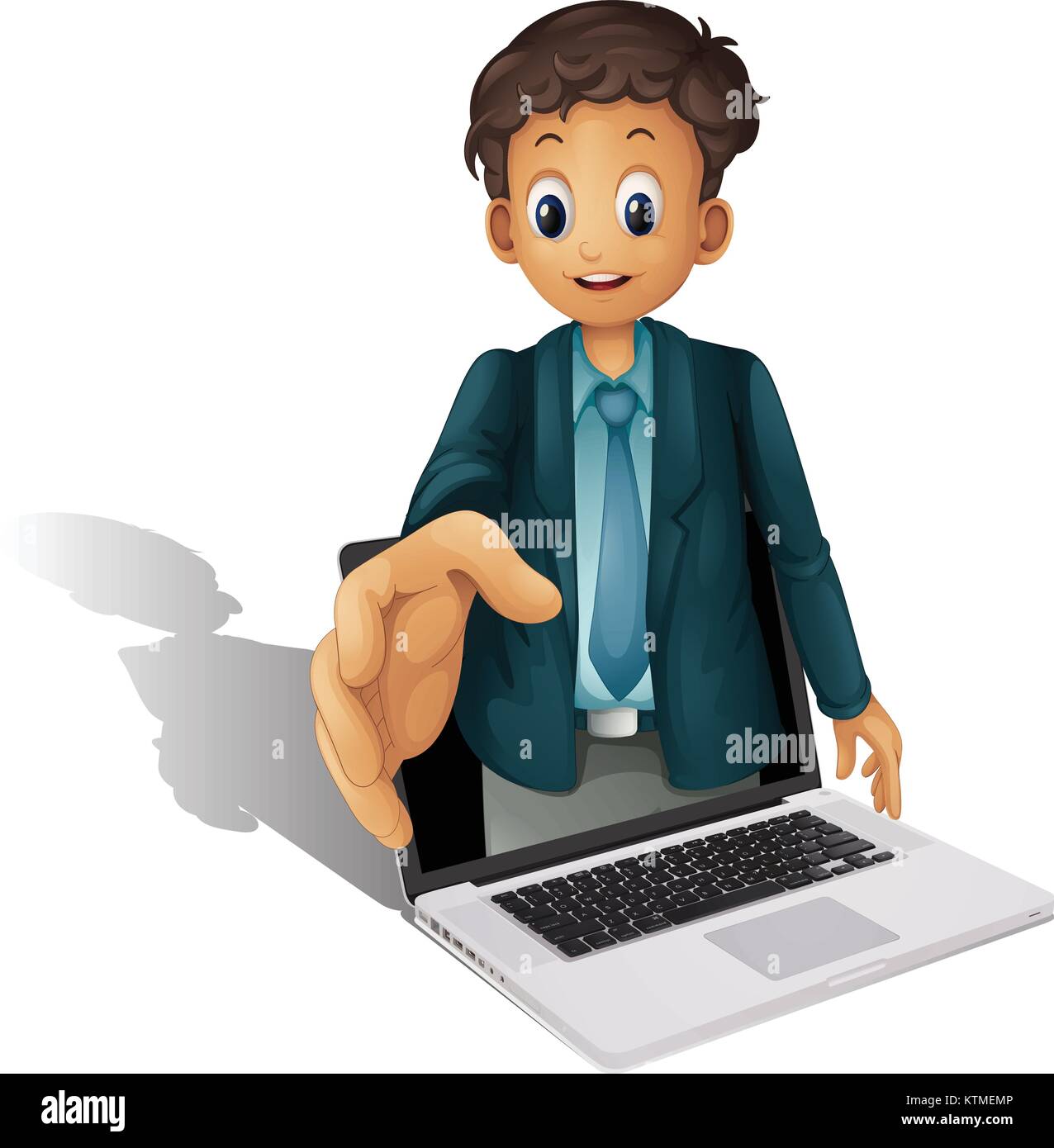 Business man coming out of a computer screen Stock Vector Image & Art ...