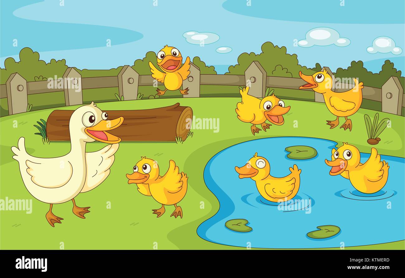 IIllustration of a family of ducks at the pond Stock Vector Image & Art ...
