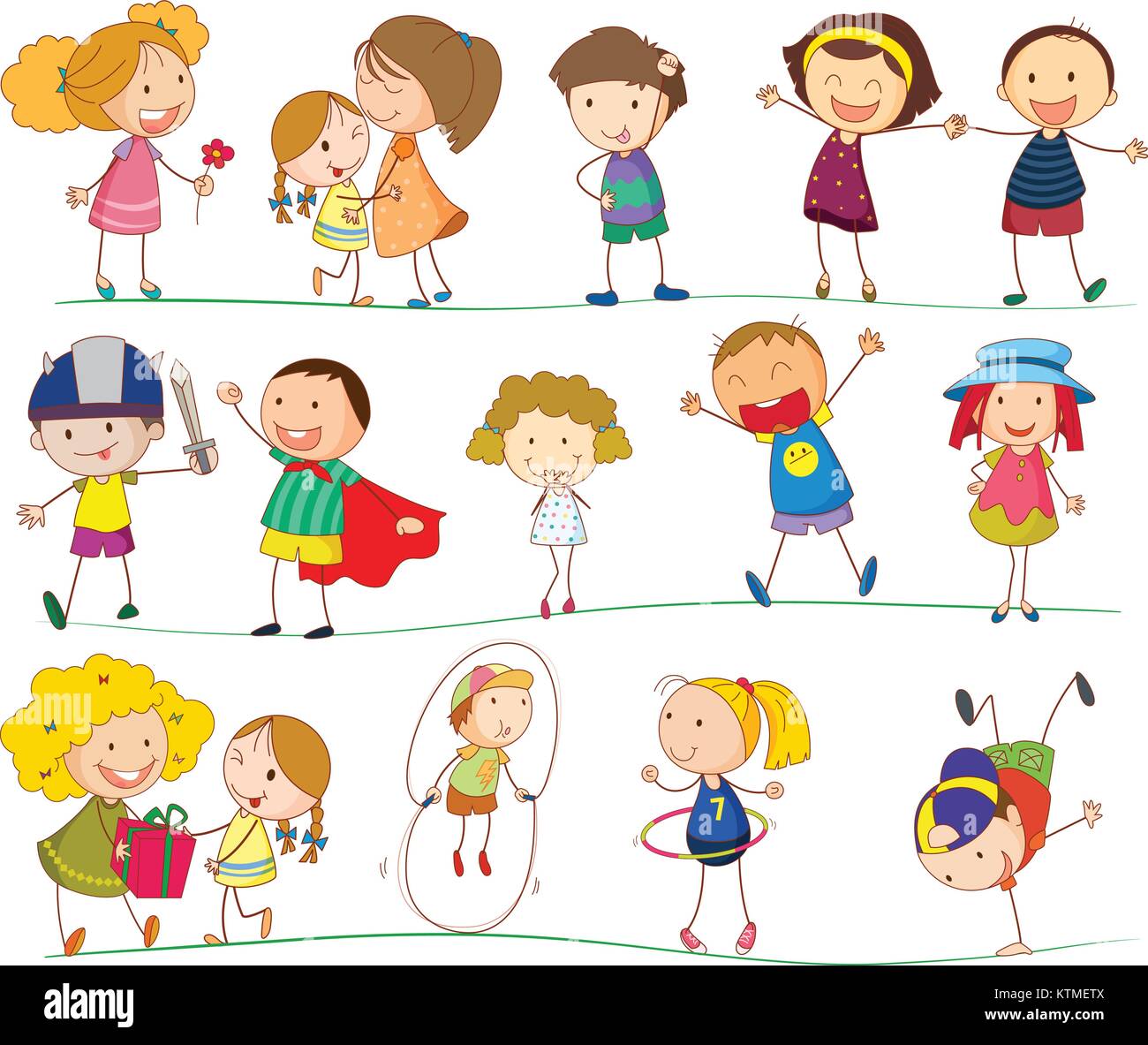 Young friends flying kite on Stock Vector Images - Alamy