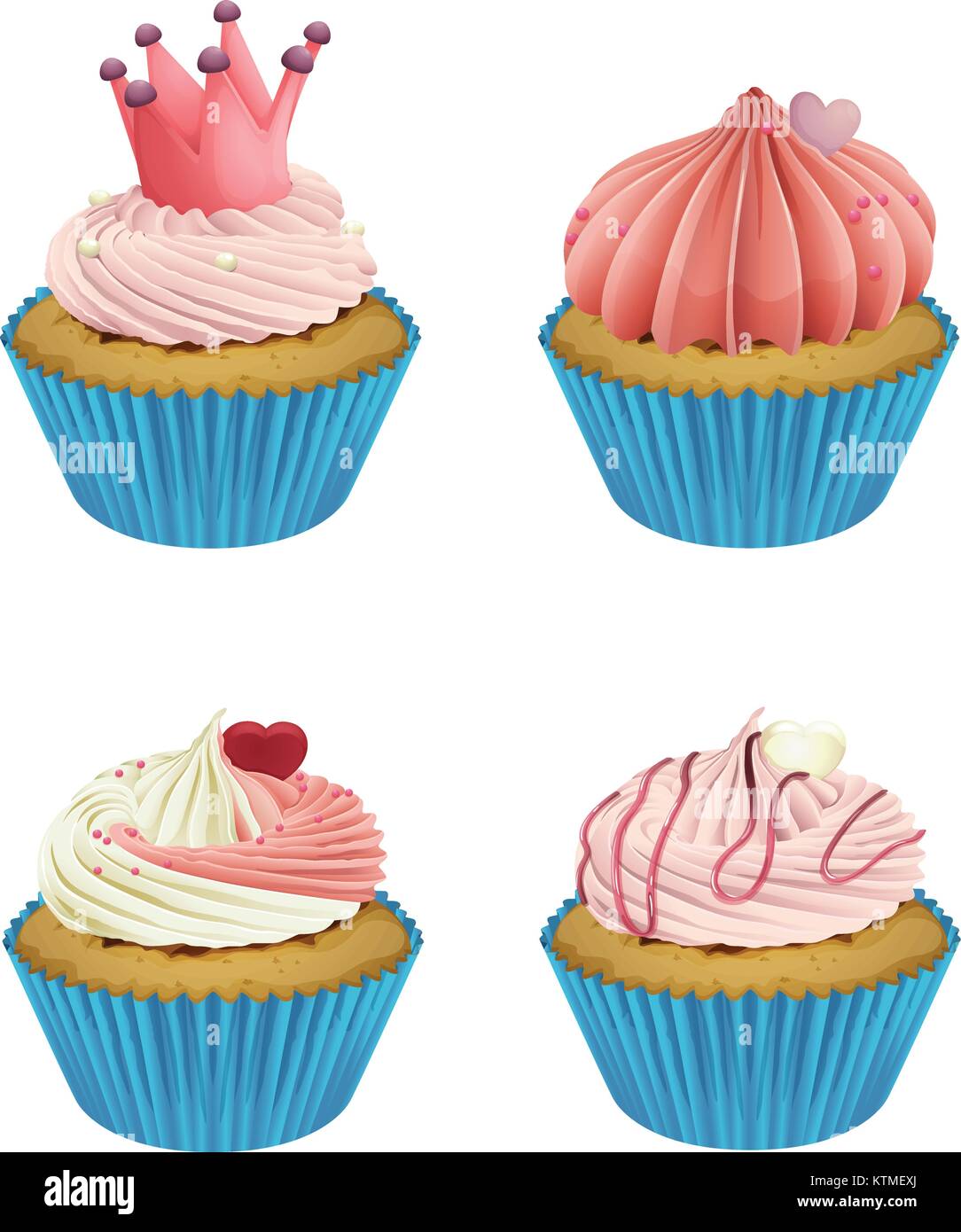 illustration of various cupcakes on a white background Stock Vector ...