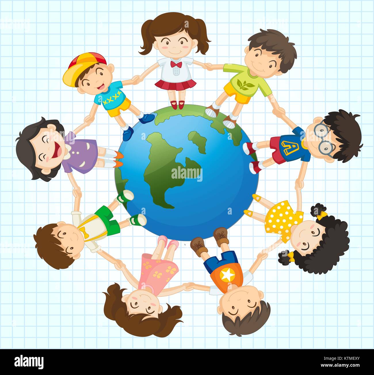 Illustration of kids around the earth Stock Vector Image & Art - Alamy