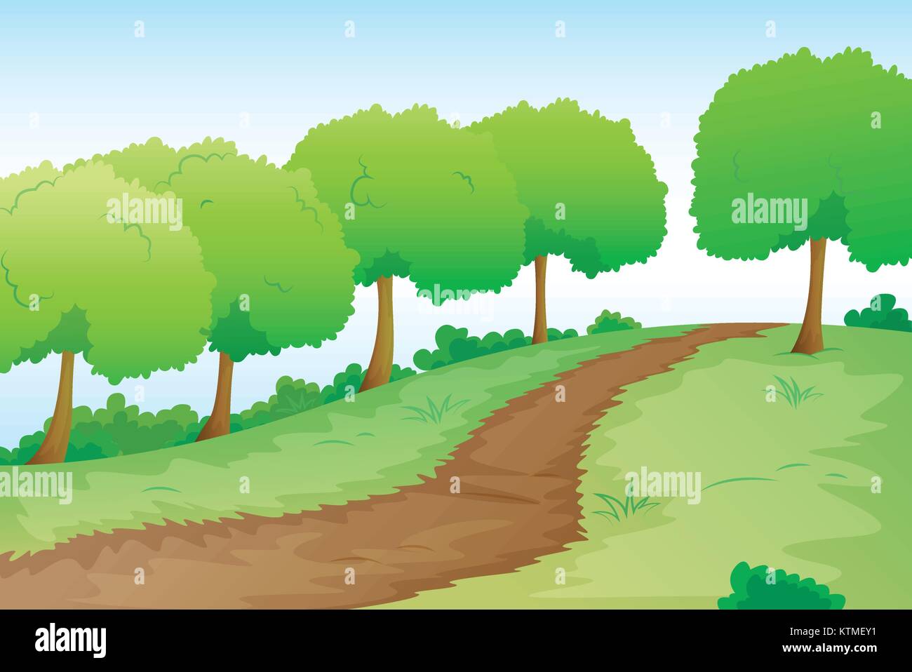 detailed illustration of a road in green nature Stock Vector Image ...
