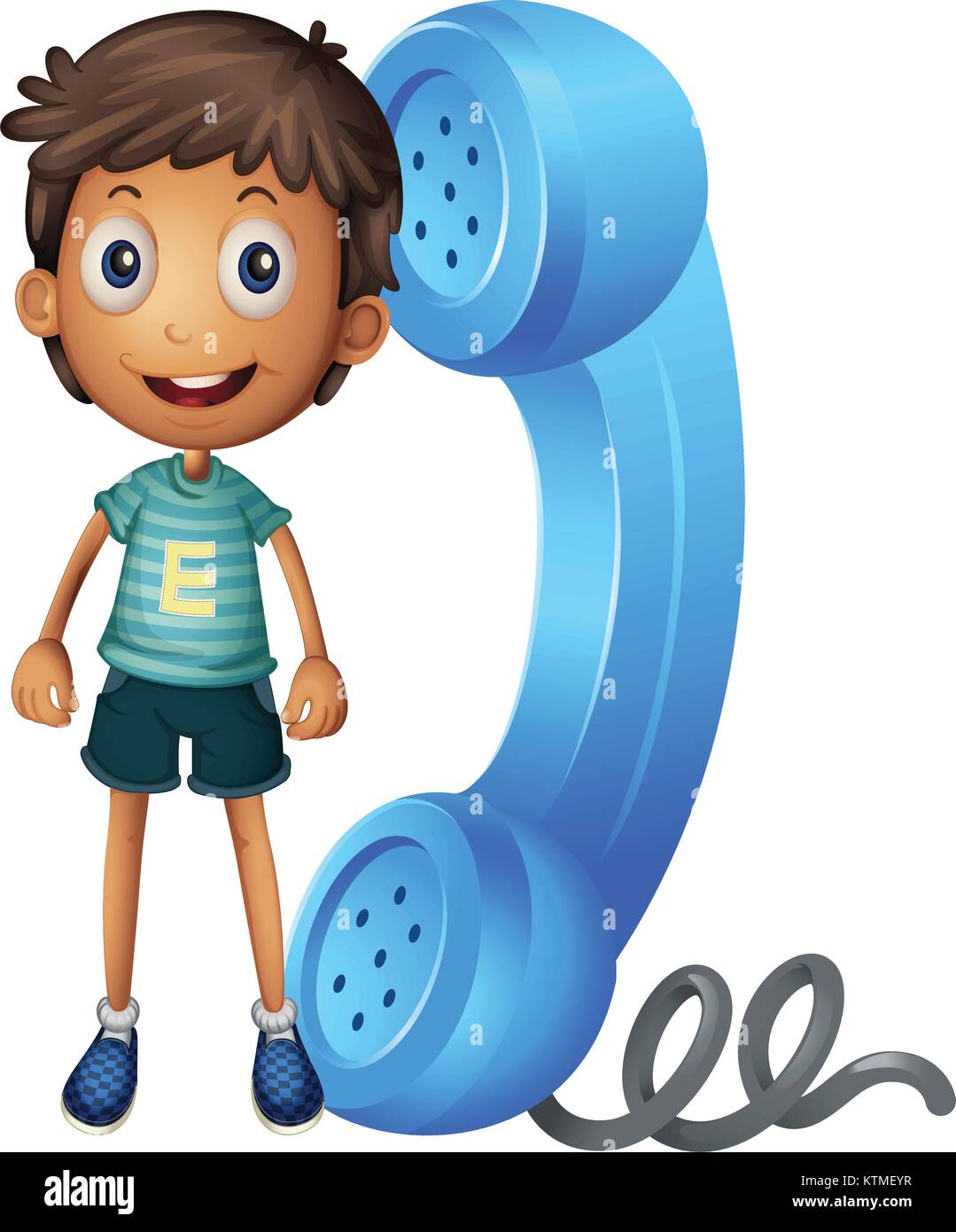 illustration of a boy with phone receiver on a white Stock Vector Image ...