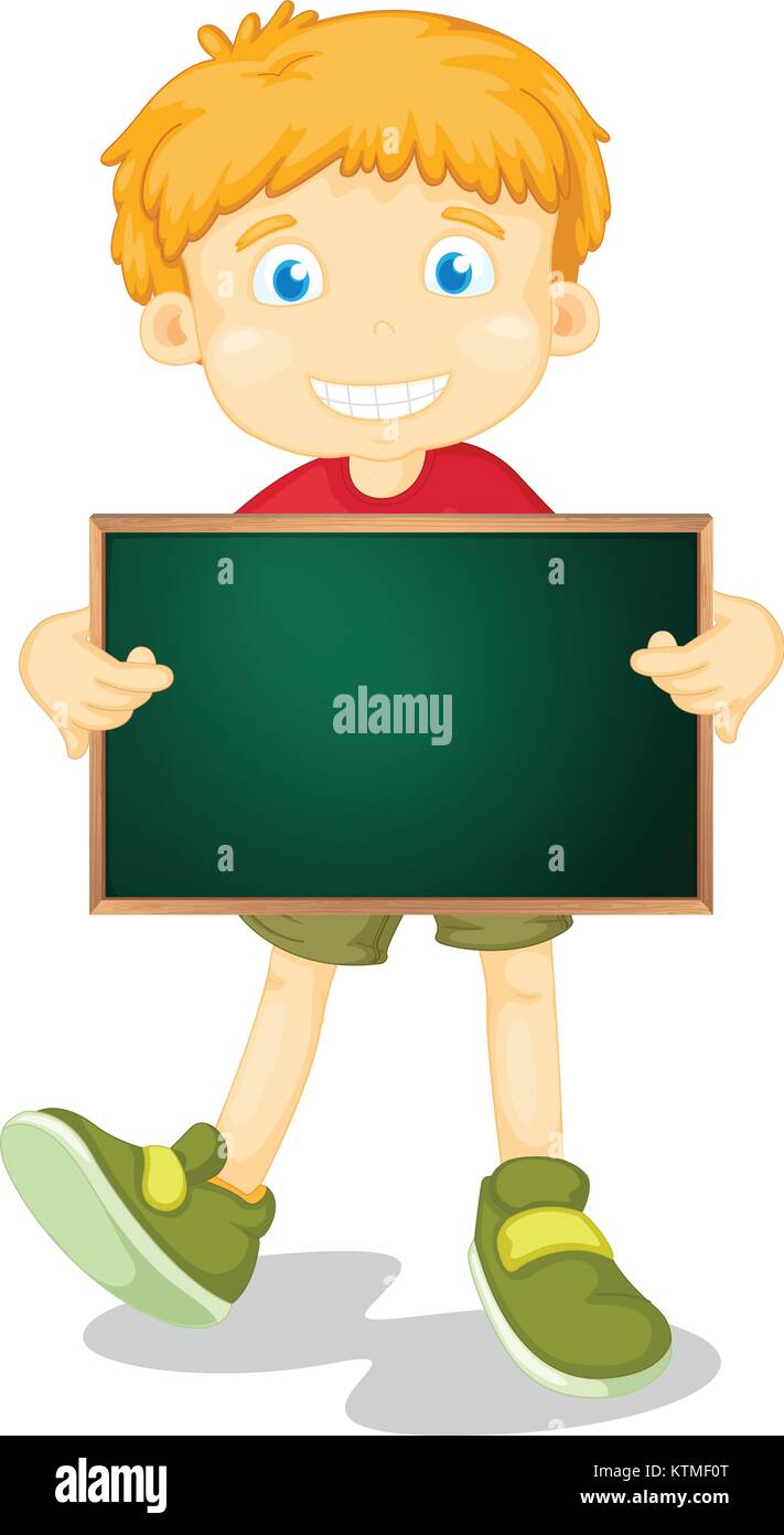 Illustration of a cartoon character holding a blank board Stock Vector ...