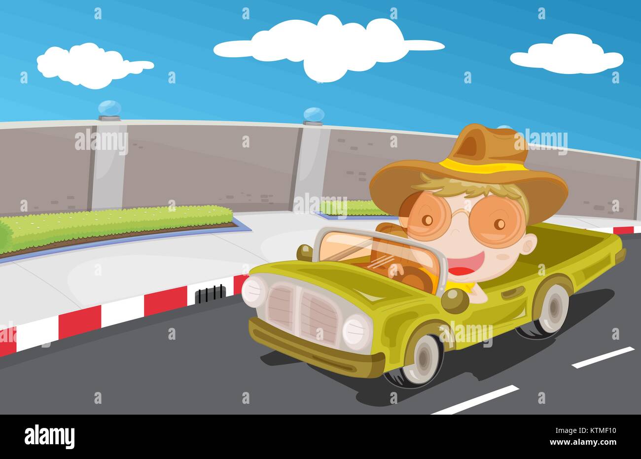 Young boy driving a car on the highway Stock Vector Image & Art - Alamy