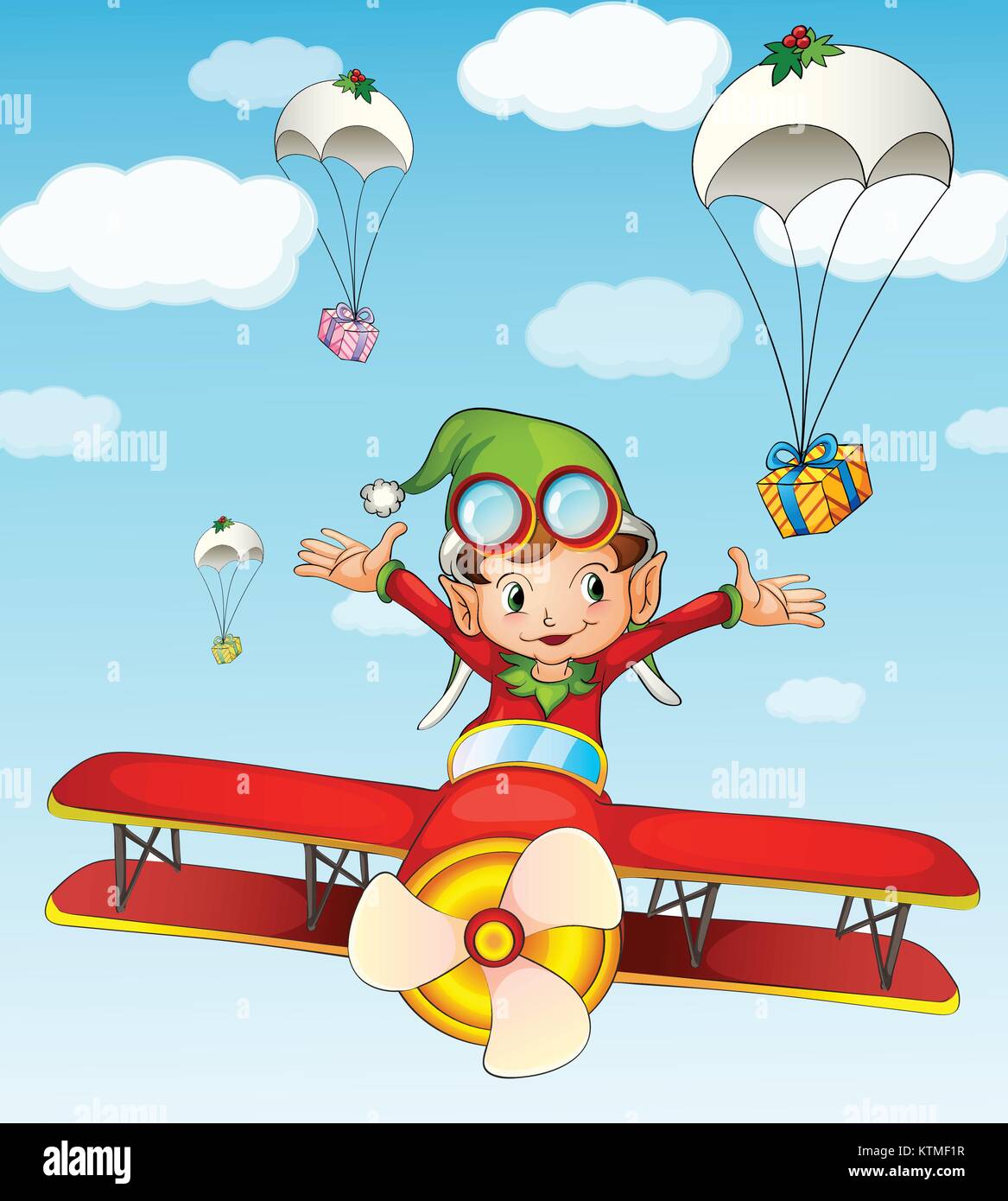 Illustration of an elf delivering gifts Stock Vector Image & Art - Alamy