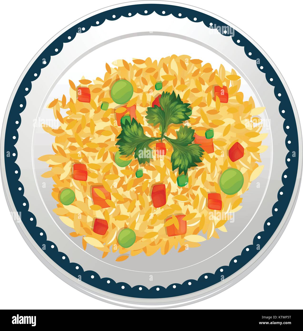 illustration of a rice and a dish on a white background Stock Vector ...