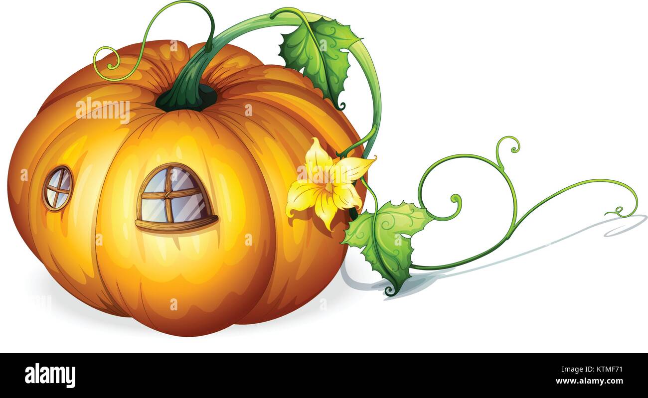 illustration of yellow pumpkin house on a white background Stock Vector ...