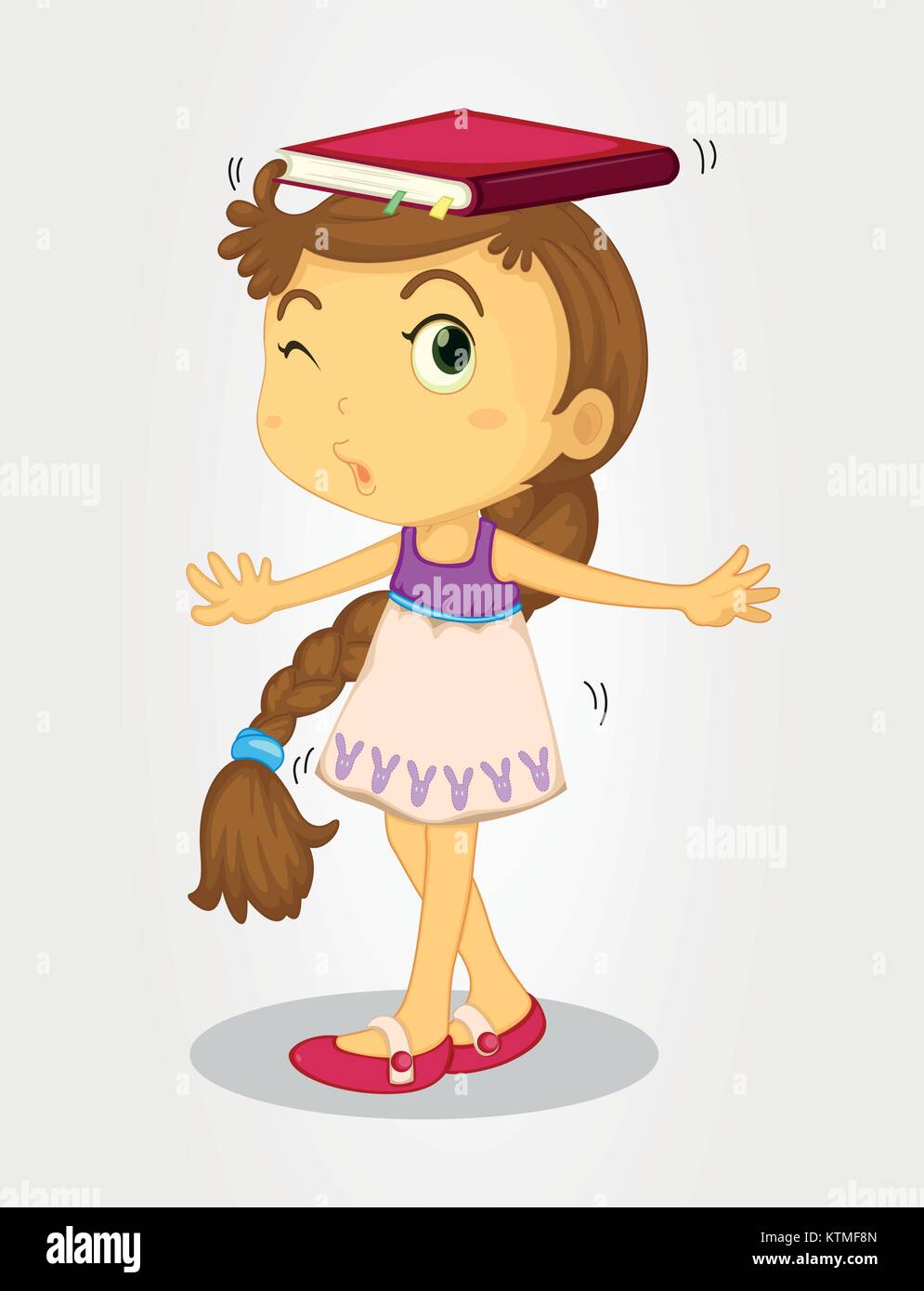 Long0haired girl balancing book on her head Stock Vector Image & Art ...