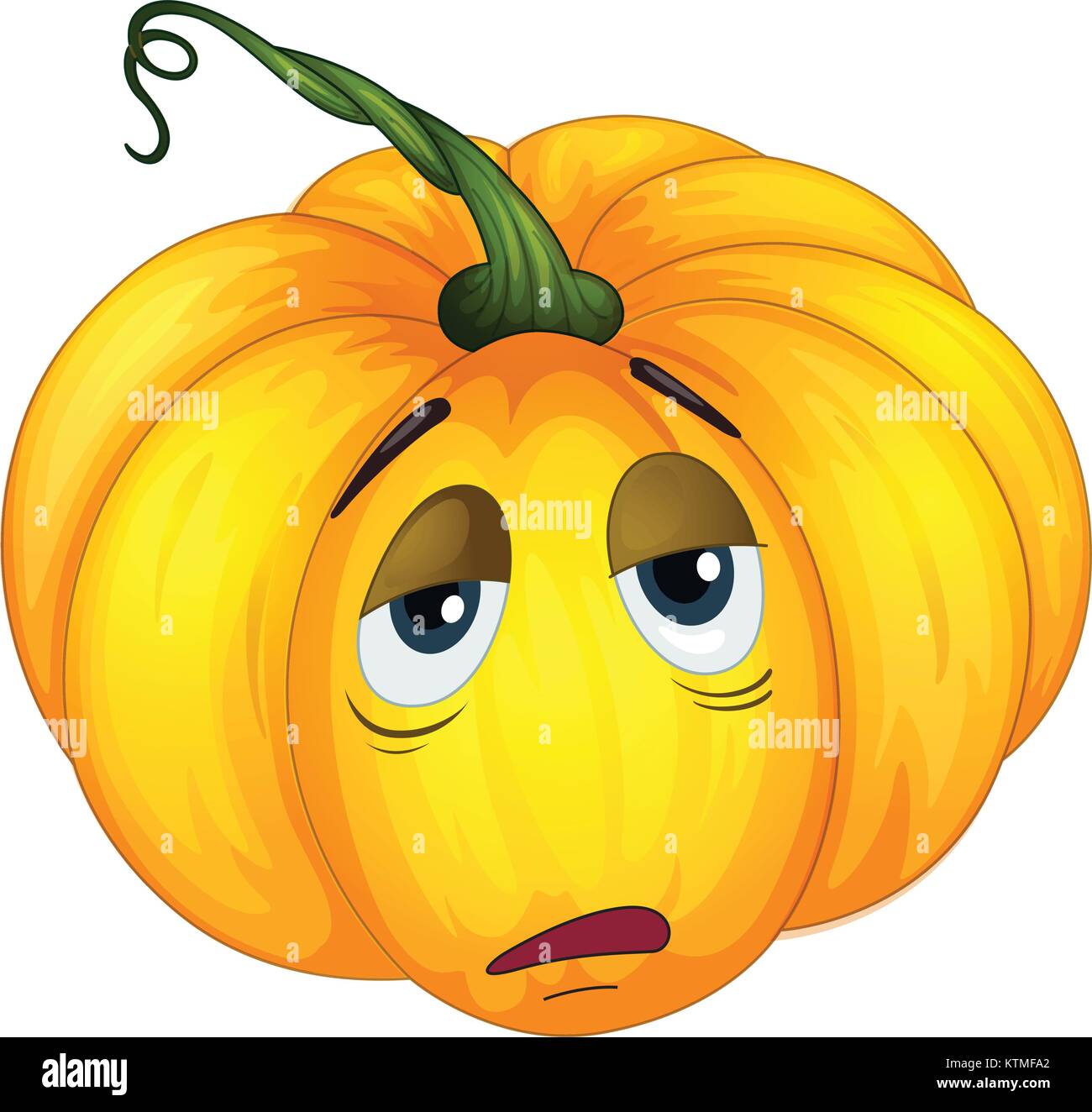 illustration of a yellow pumpkin smiley face on a white Stock Vector ...