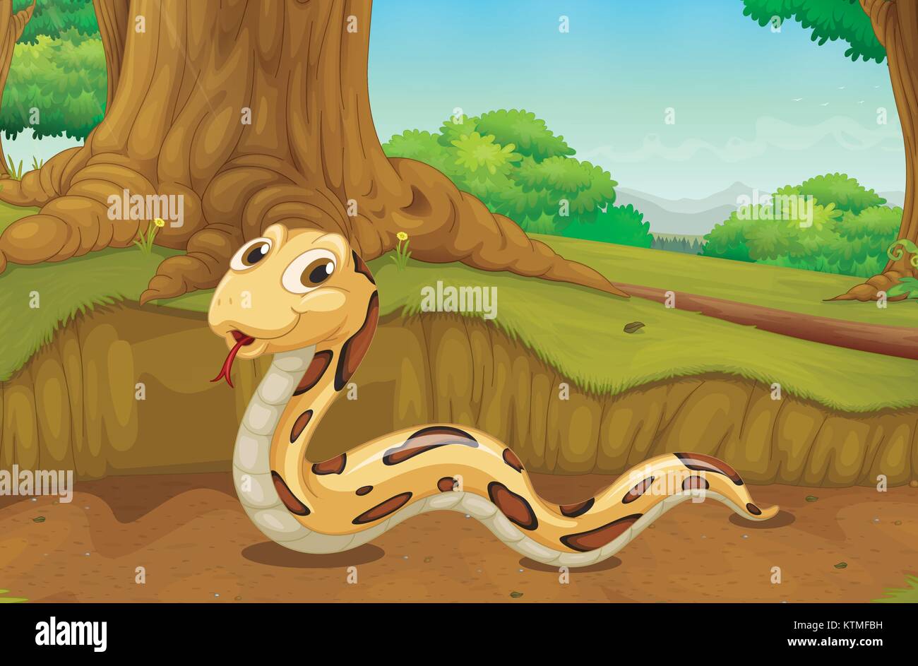 Cute snake sliding on the ground Stock Vector Image & Art - Alamy