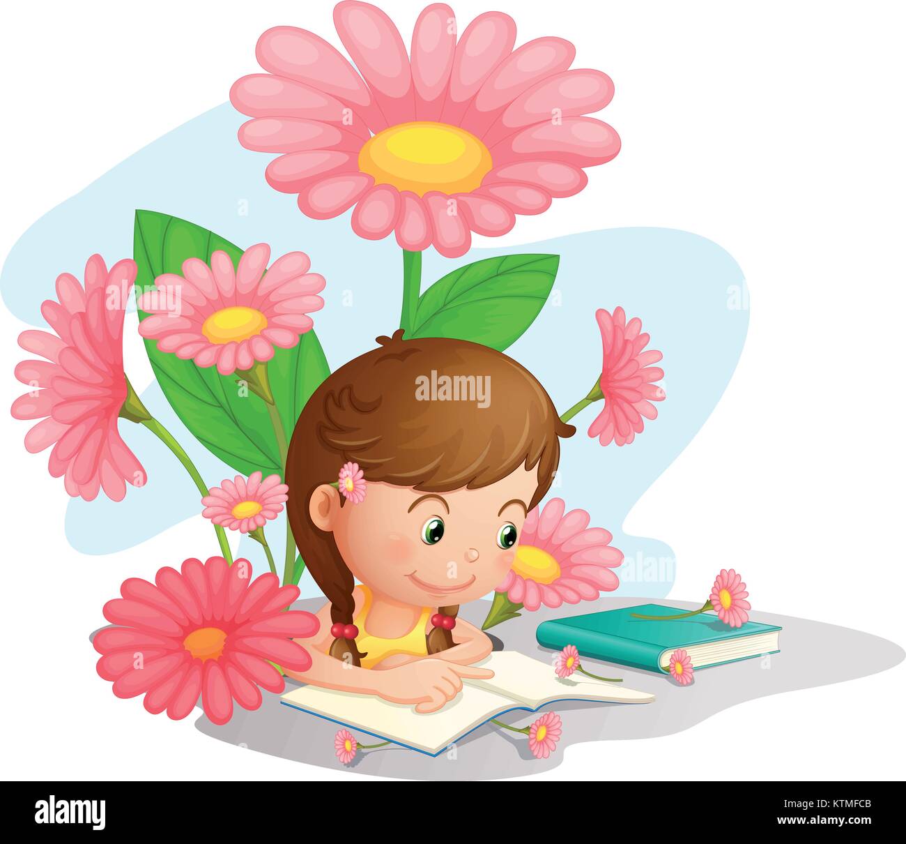 Illustration of a girl doing homework Stock Vector Image & Art - Alamy