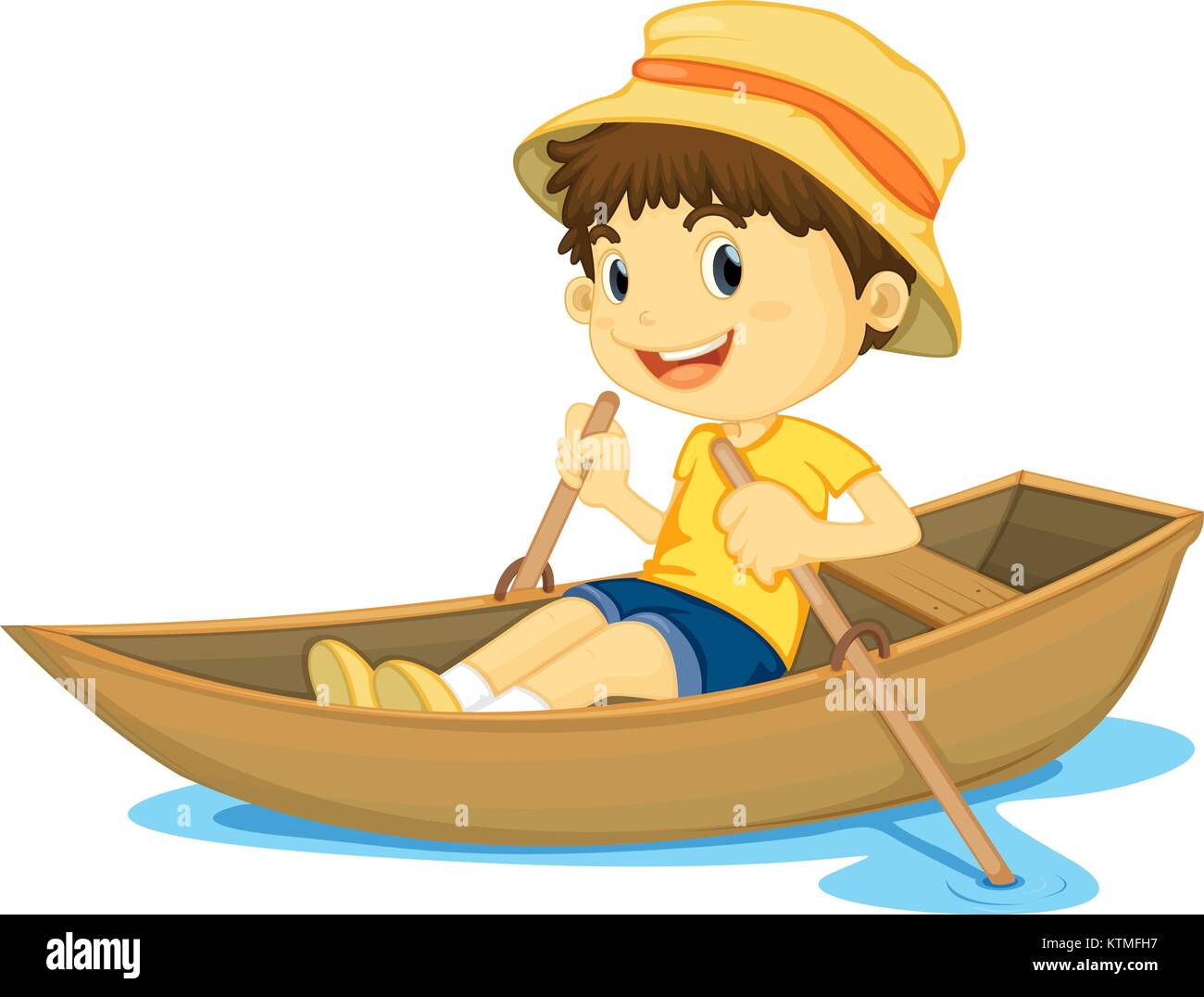 illustration of a young boy rowing a boat Stock Vector Image & Art - Alamy