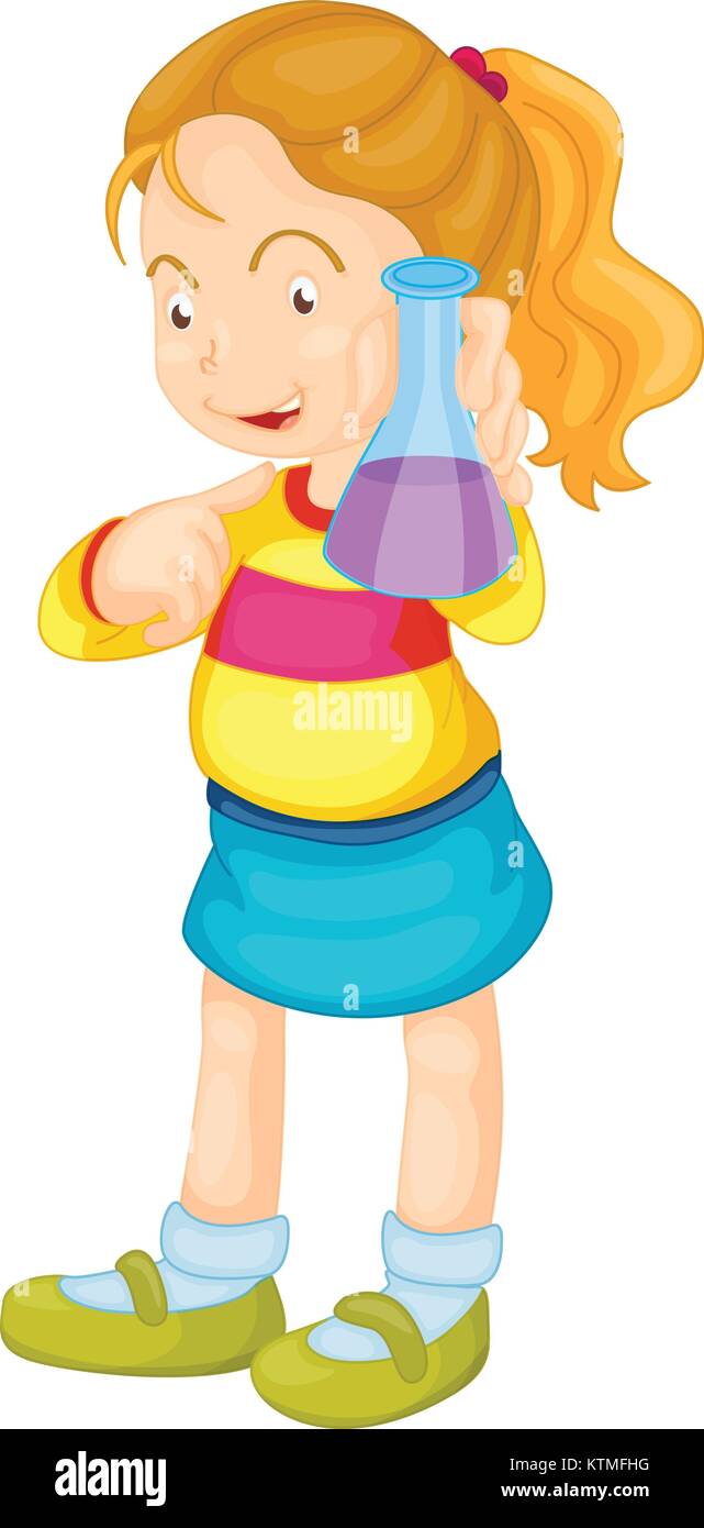 Illustration of a girl showing a flask Stock Vector Image & Art - Alamy