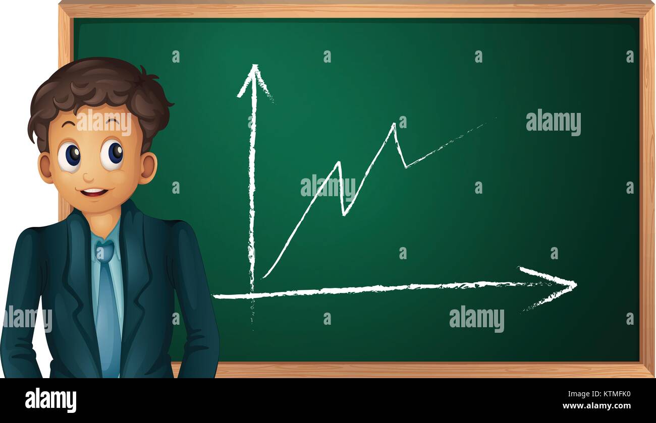 illustration of a man showing graph on a white background Stock Vector ...