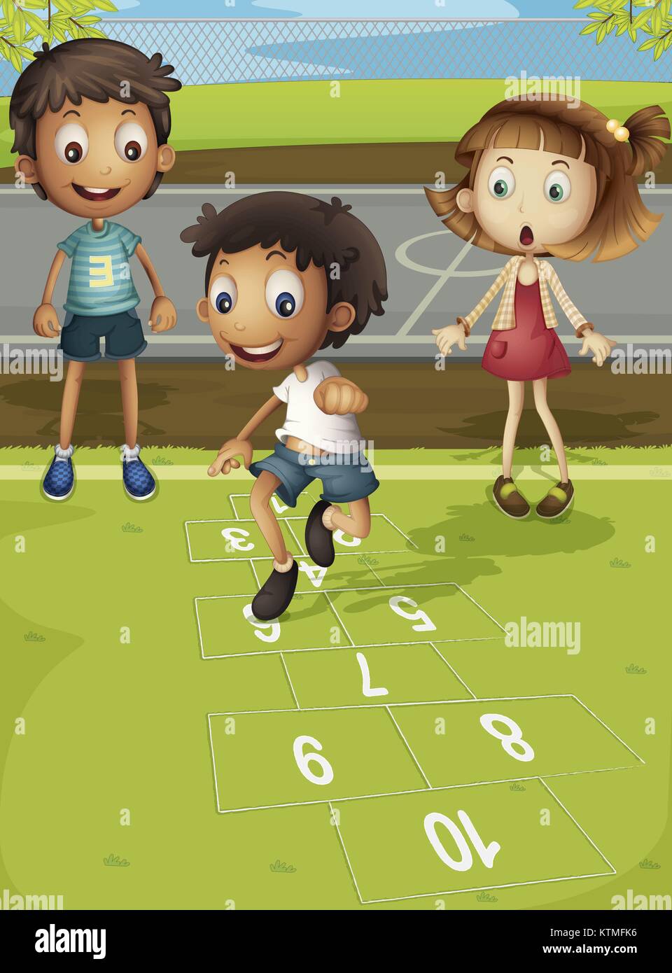 Kids playing hopscotch in park Stock Vector Image & Art - Alamy