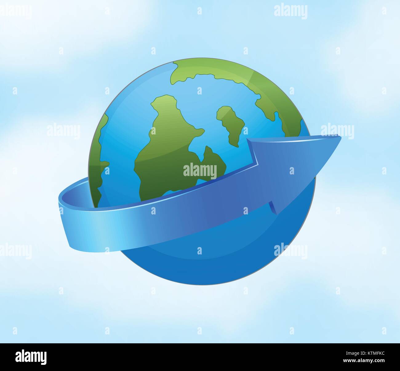 illustration of an earth globe and arrow on a blue Stock Vector Image ...