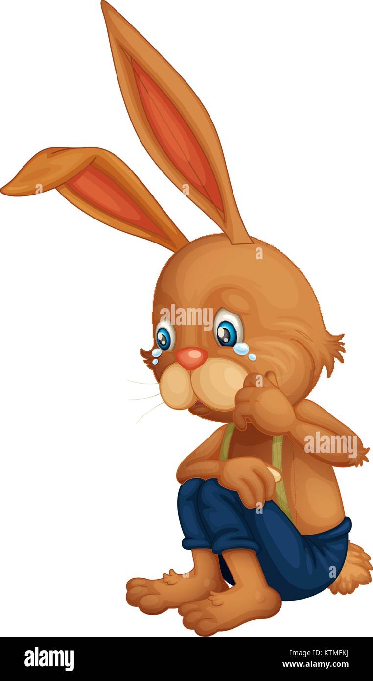 Illustration of crying rabbit on white background Stock Vector Image ...