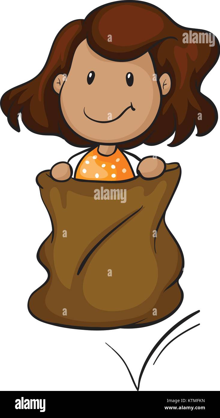 detailed illustration of a girl in a sack on white background Stock ...