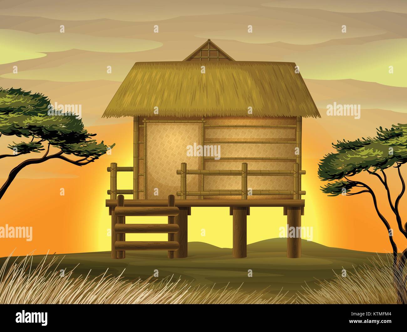 illustration of a hut in beautiful nature Stock Vector Image & Art - Alamy
