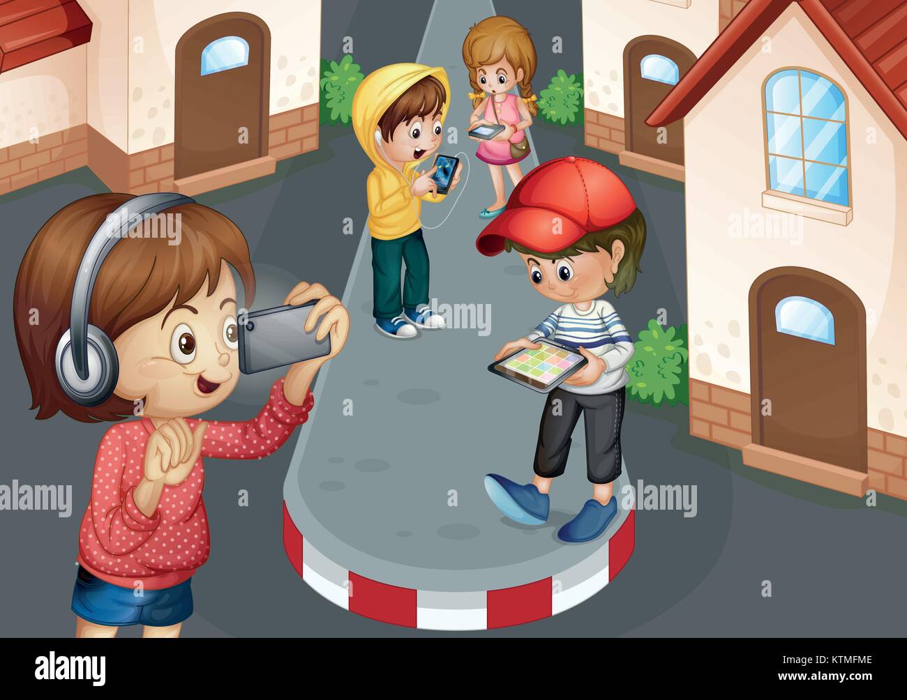 detailed illustration of kids on a road Stock Vector Image & Art - Alamy