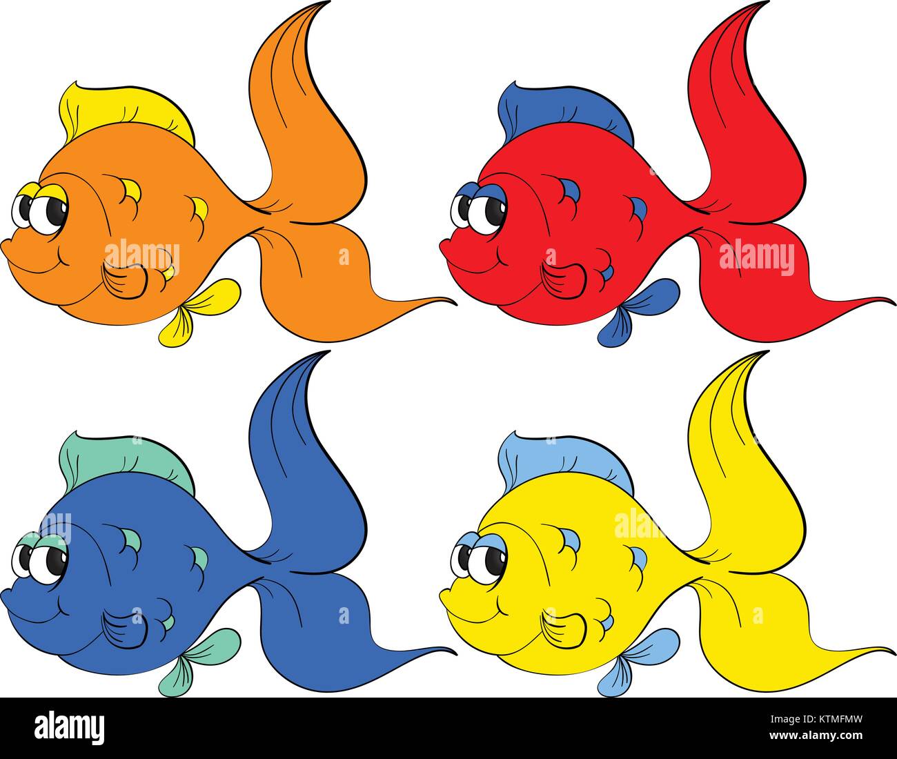 illustration of colorful fishes on a white background Stock Vector ...