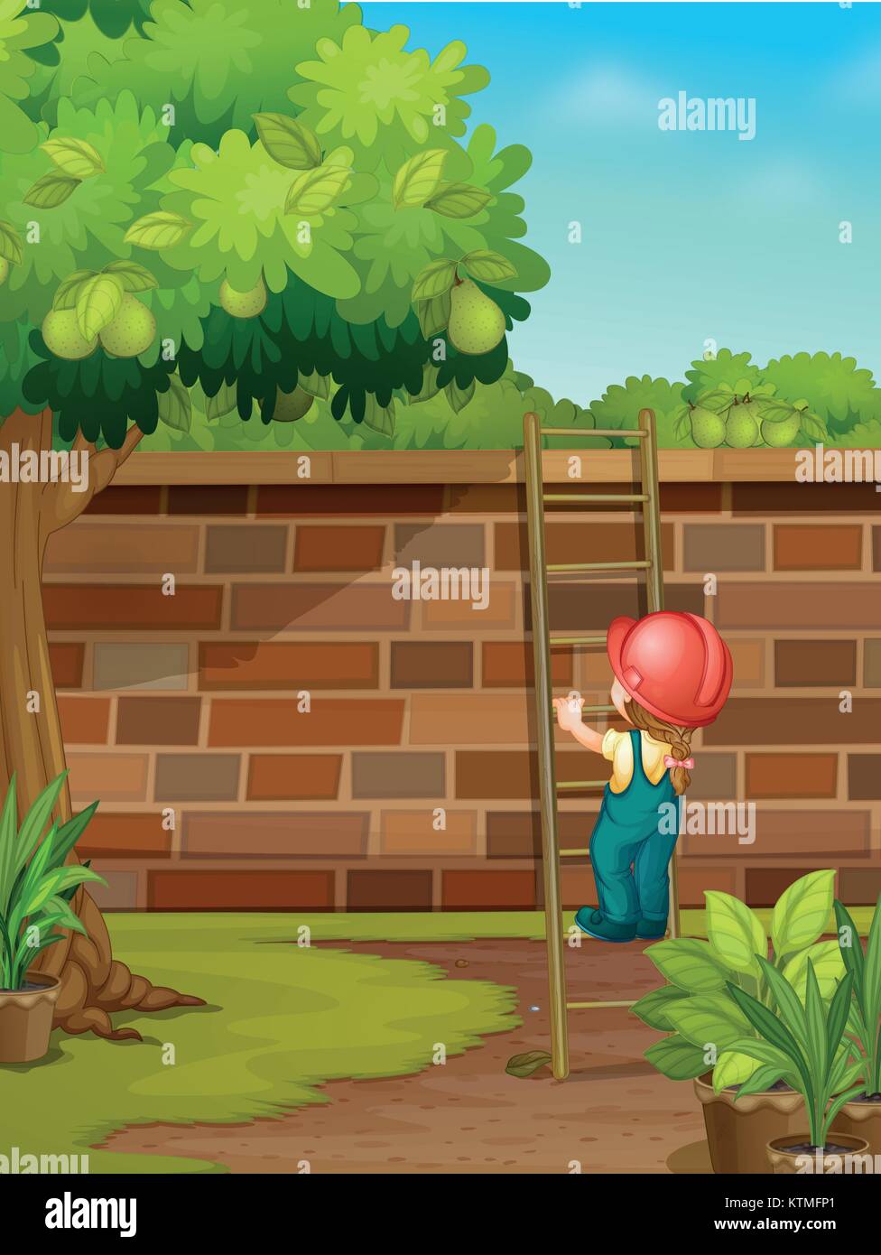Illustration of picking fruit in yard Stock Vector Image & Art - Alamy