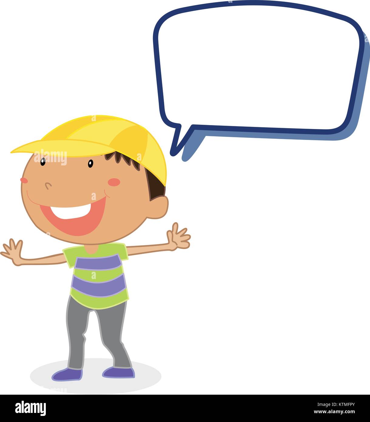 illustration of a boy and call out on a white background Stock Vector ...