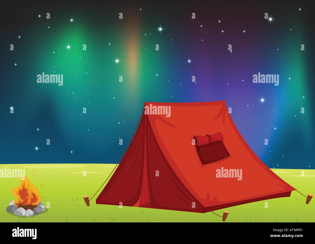 illustration of a tent house and stars in night sky Stock Vector Image ...