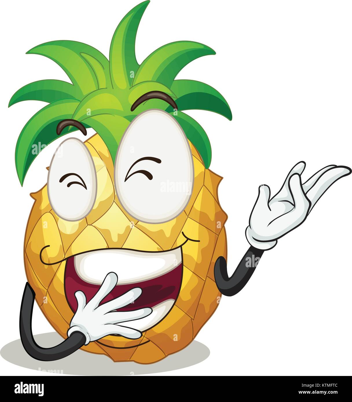 illustration of a pineapple smiling on a white background Stock Vector ...