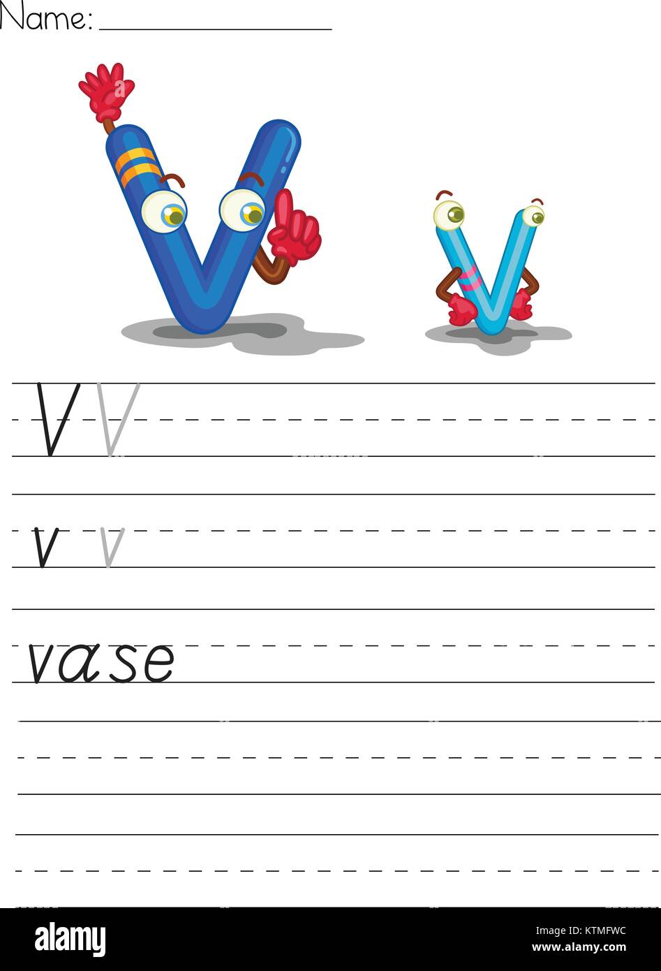 Illustrated alphabet worksheet of the letter v Stock Vector Image & Art ...