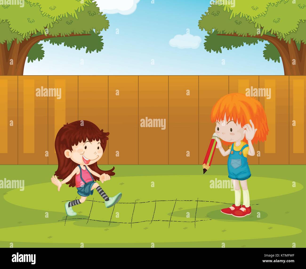 Child Playing Outside Drawing