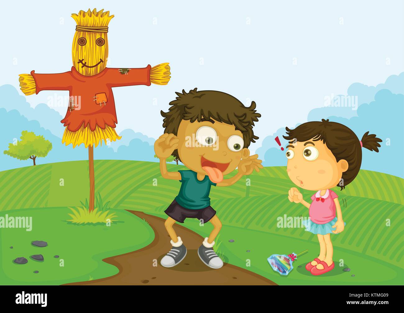 Straw female scarecrow Stock Vector Images - Alamy