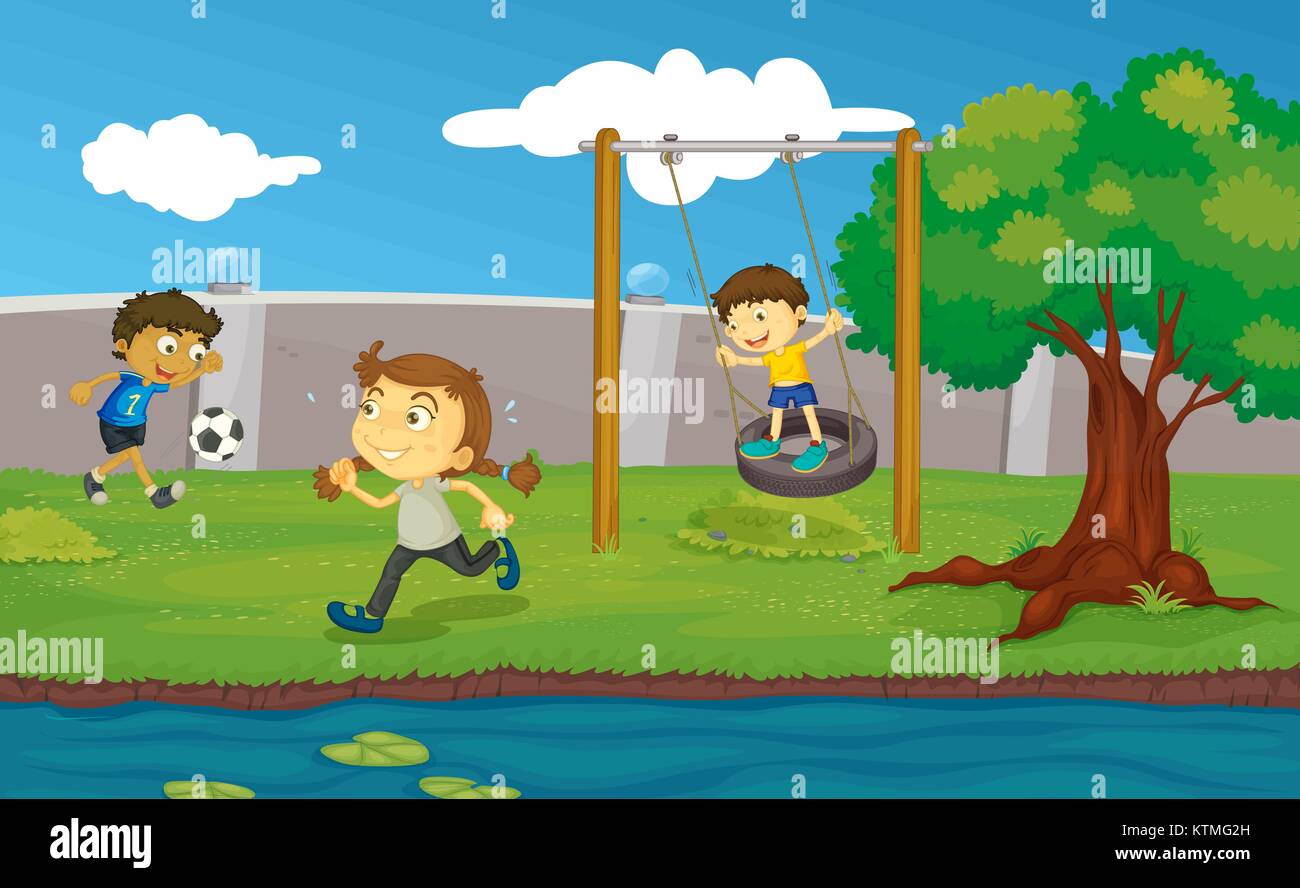 Kids playing water in Stock Vector Images - Alamy