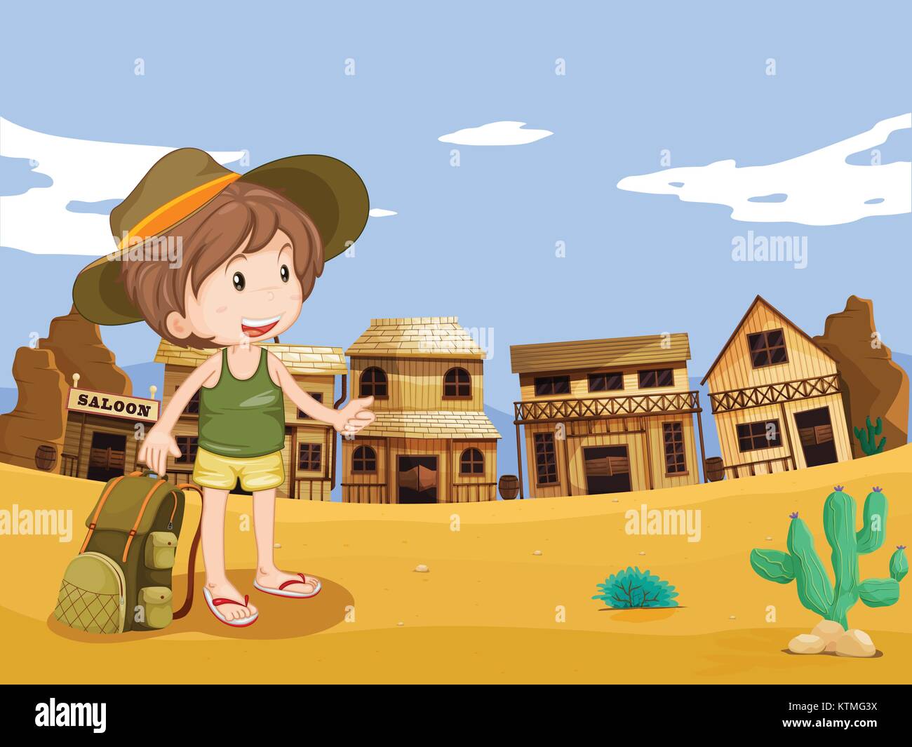 Cowboy western town cartoon hi-res stock photography and images - Alamy
