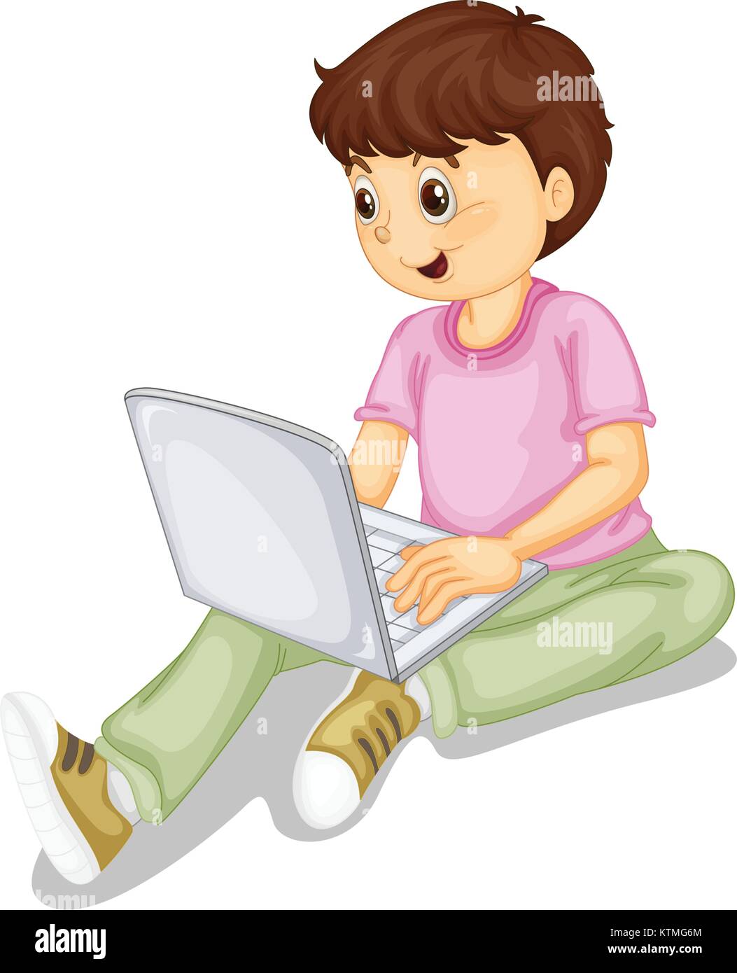 Adorable boy laptop cartoon character Stock Vector Images - Alamy