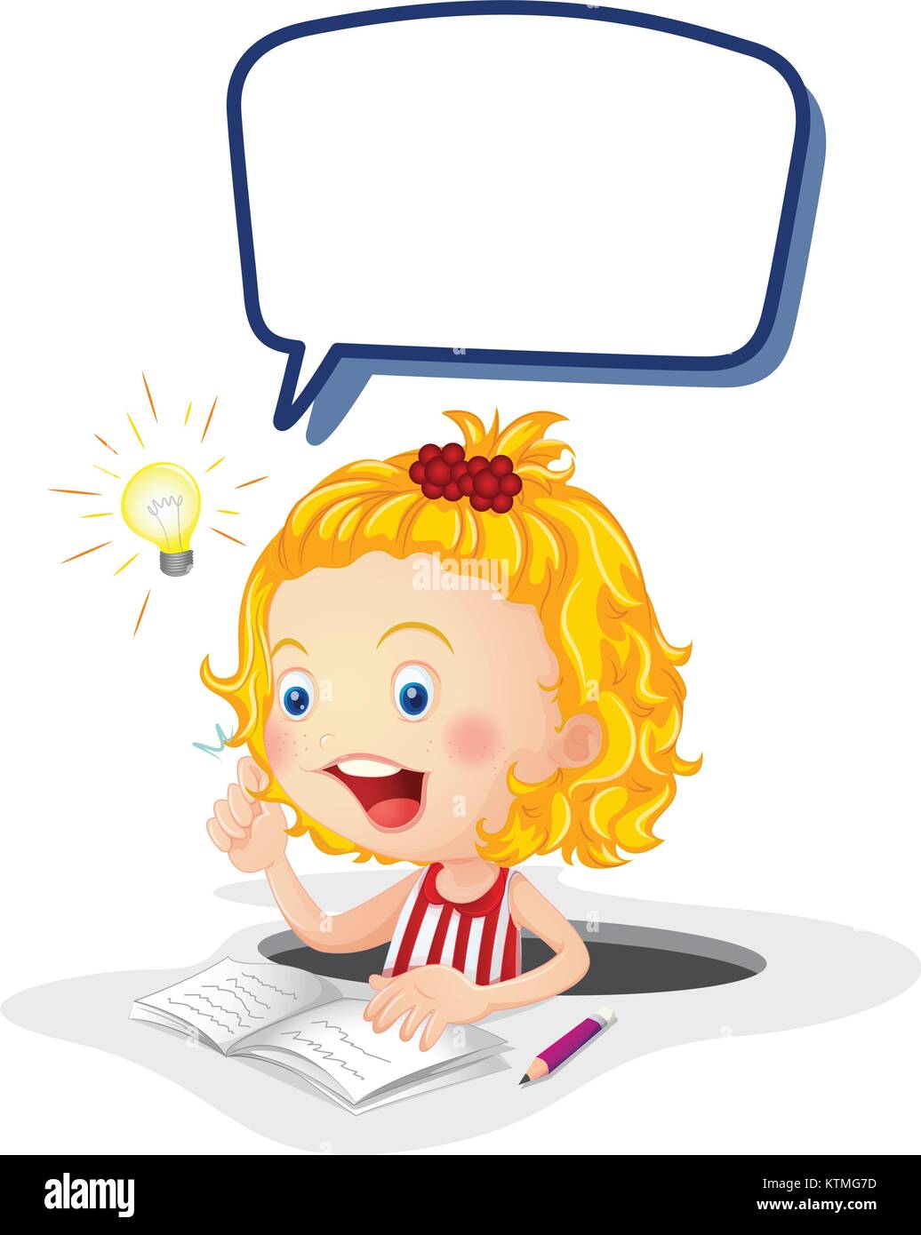 illustration of a girl and call out on a white background Stock Vector ...