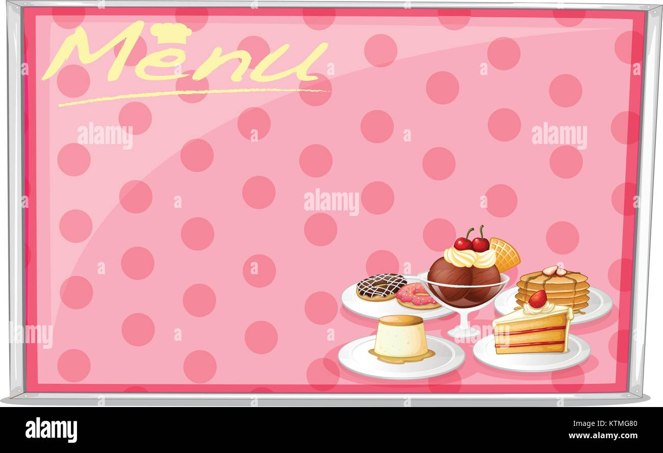 illustration of various cake menu on a white background Stock Vector ...