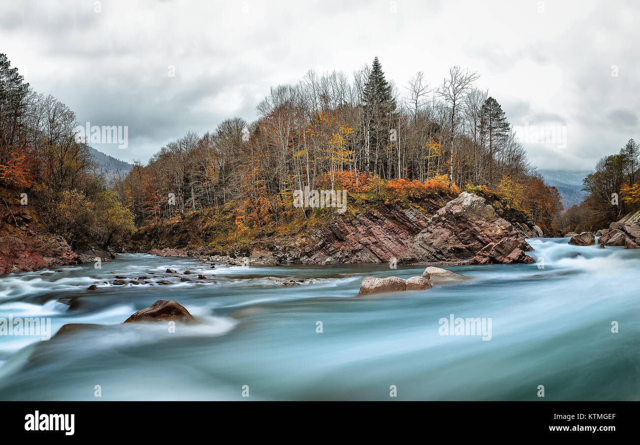 Confluence White and Kish rivers, Caucasus, Caucasus Nature Reserve ...