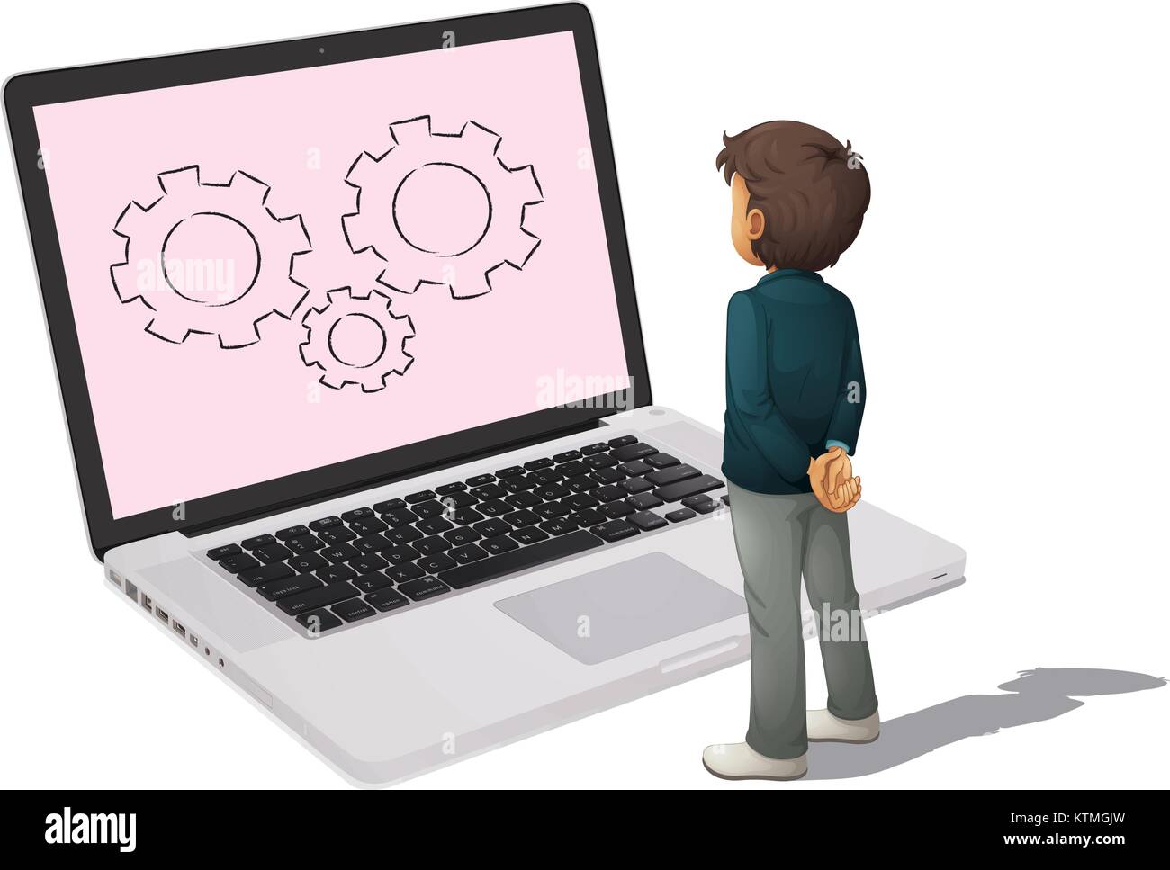 Illustration of a man looking a computer Stock Vector Image & Art - Alamy