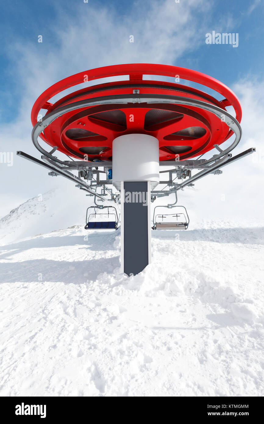 Wheel ropeway, ski lift, ski resort, giant wheel from the top of a ski ...