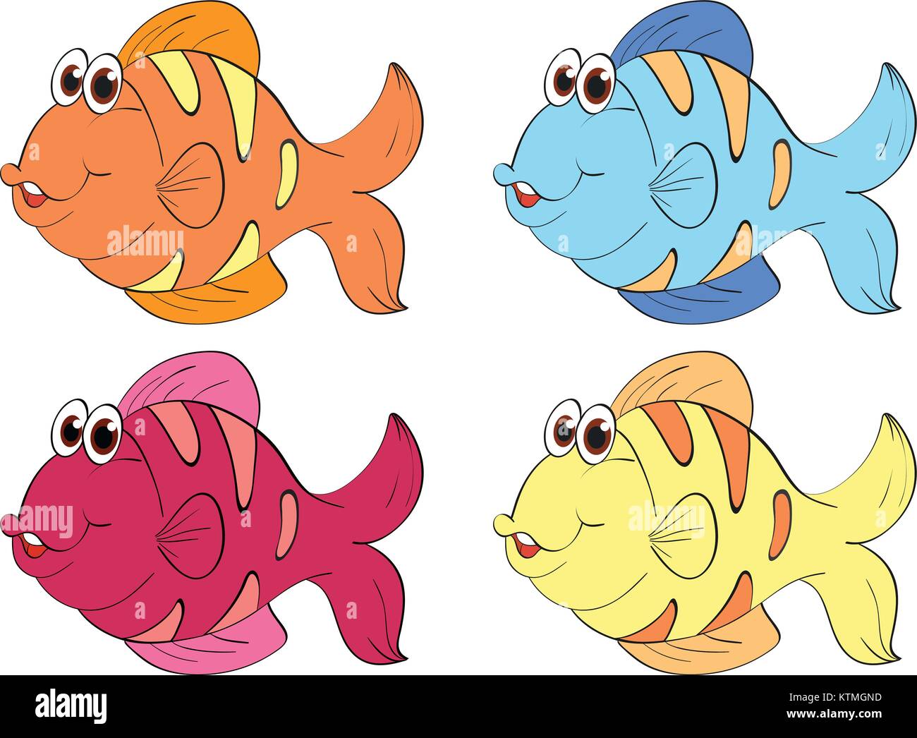 Four fish in different colours Stock Vector Image & Art - Alamy