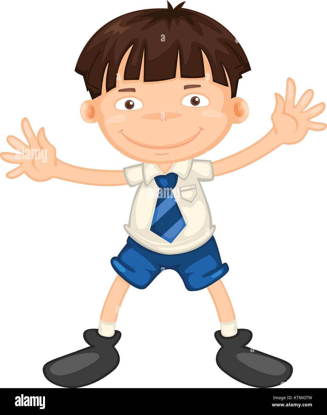 illustrtion of a boy in school uniform on white Stock Vector Image ...