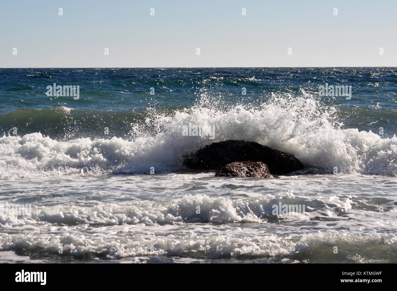 Winter see with waves Stock Photo - Alamy