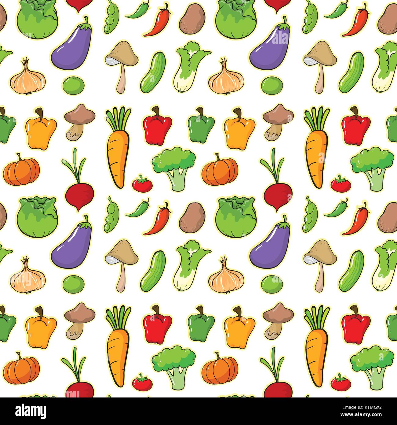 illustration of various vegetables on a white background Stock Vector ...