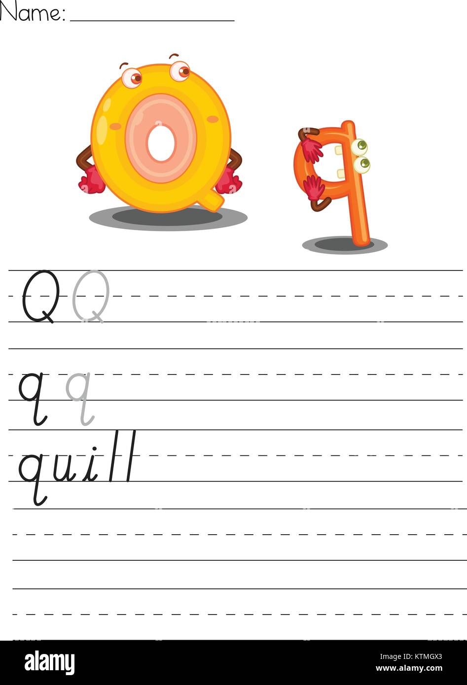 Illustrated alphabet worksheet of the letter q Stock Vector Image & Art ...