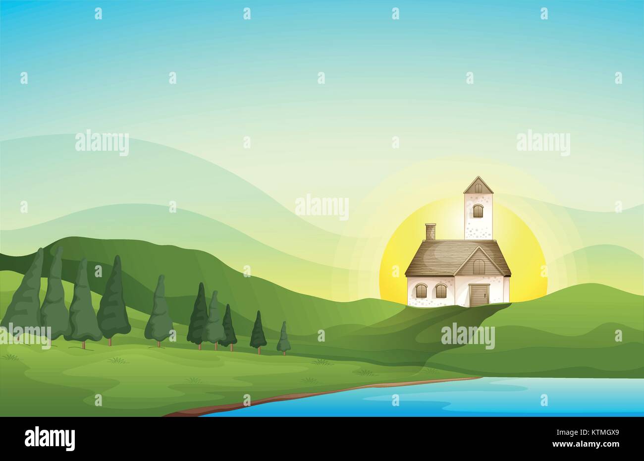 illustration of a house in a beautiful nature Stock Vector Image & Art ...