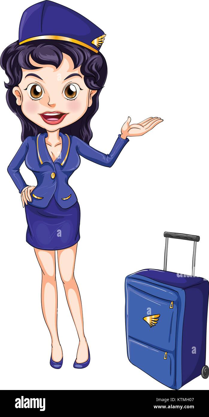 Illustration of an air hostess on white Stock Vector Image & Art - Alamy