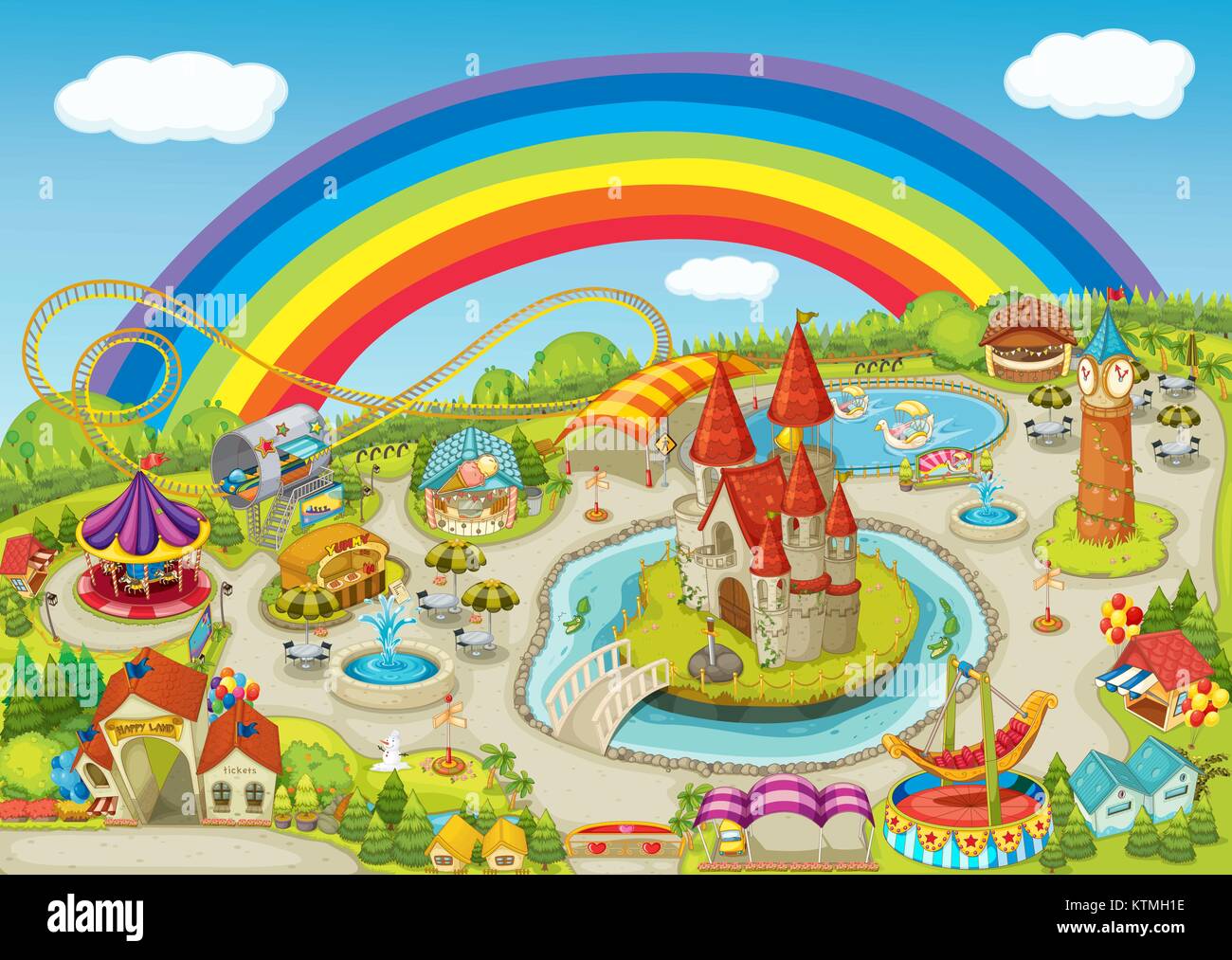 illustration of a fair on beautiful rainbow background Stock Vector ...
