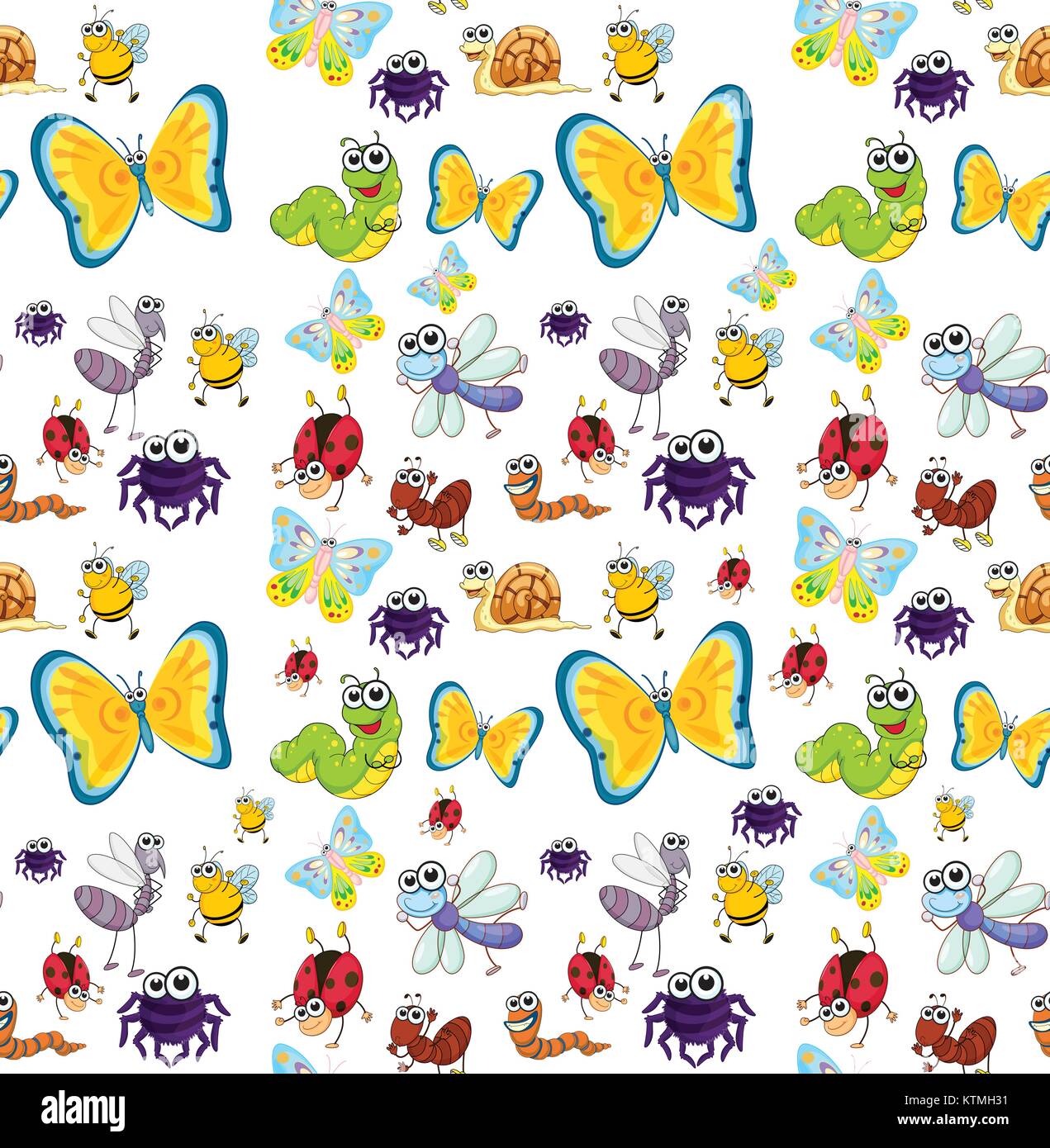 illustration of a various insects on a white background Stock Vector ...